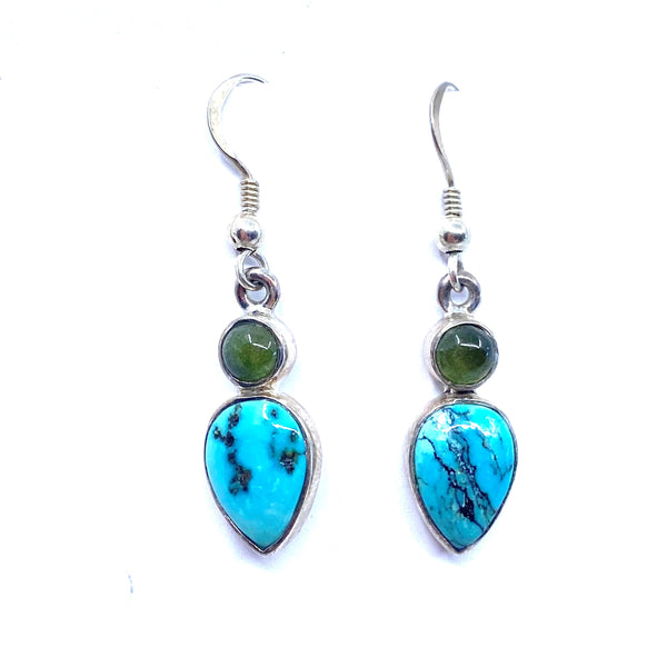 Blue Turquoise Green Idocrase Sterling Silver Earrings – JTYDS